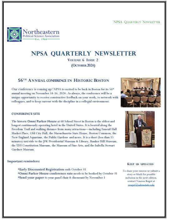 NPSA Newsletter - Northeastern Political Science Association (NPSA)